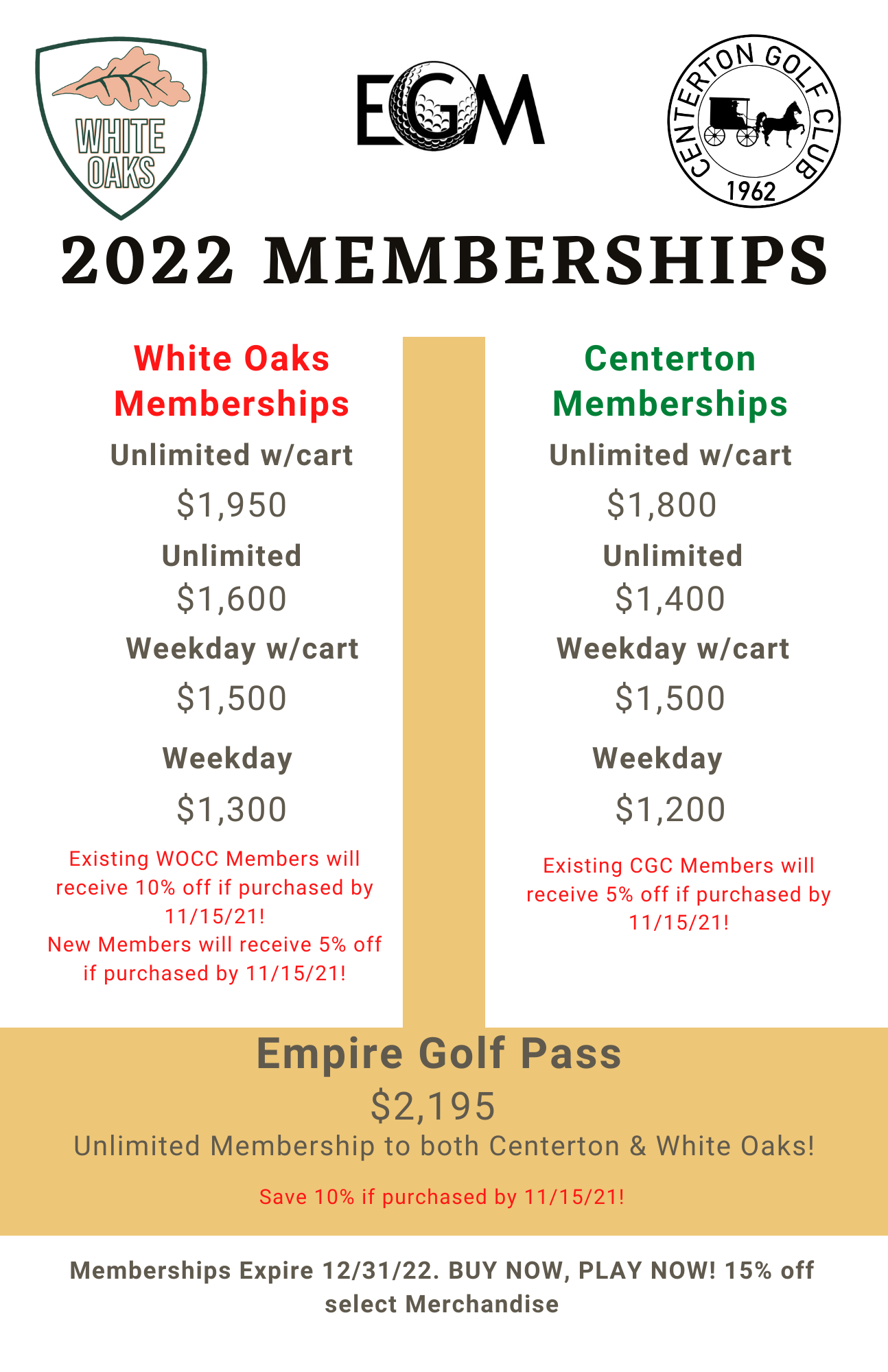 2022 Membership Plans - Centerton Golf Club